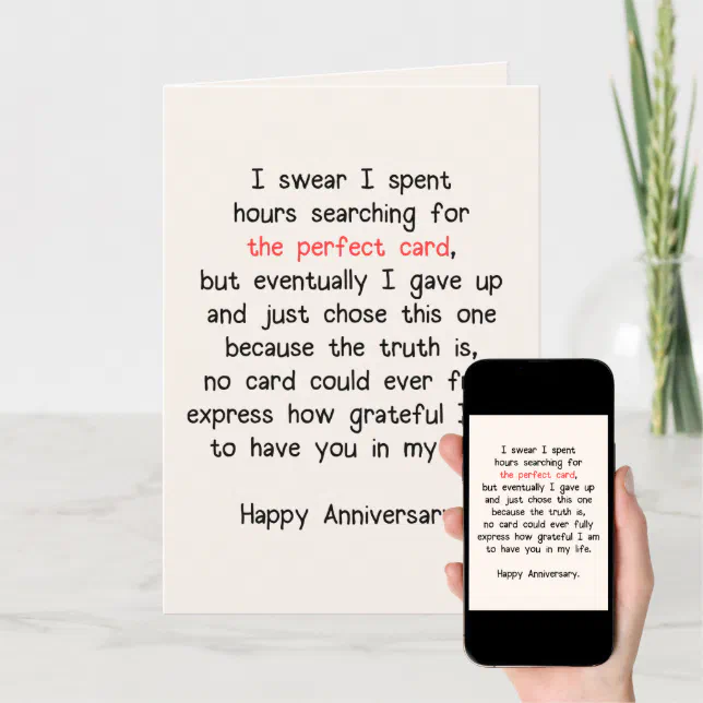 The Perfect Card (Anniversary) #1 | Zazzle