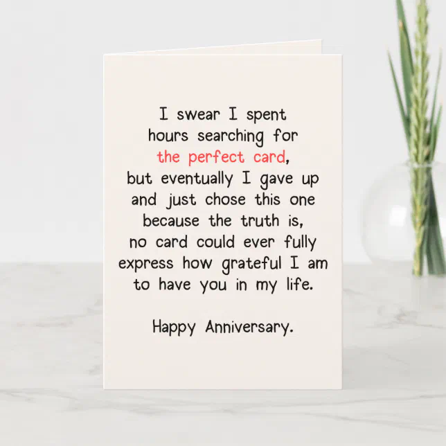 The Perfect Card (Anniversary) #1 | Zazzle