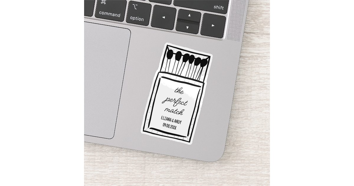 The Perfect Match Doodle Romantic Custom Wedding Sticker | Zazzle