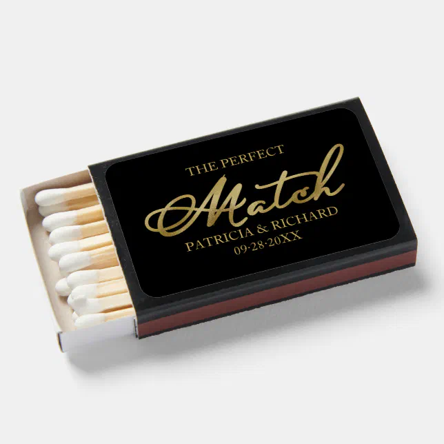 The Perfect Match Elegant Black Gold Wedding | Zazzle