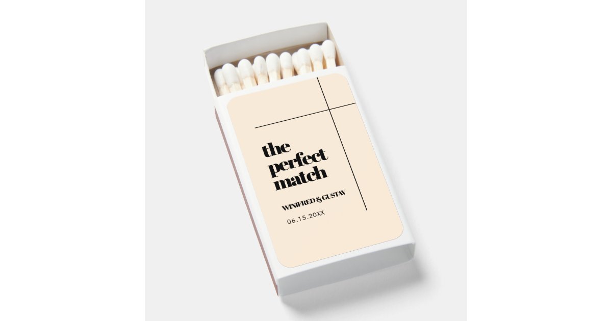 The perfect match Elegant & chic wedding matchbox | Zazzle