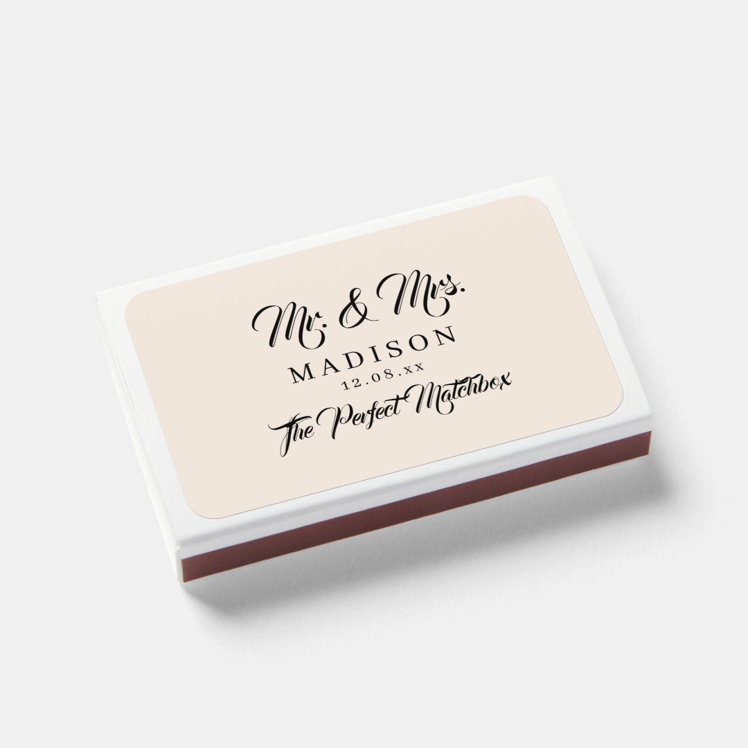 The perfect match Elegant wedding favors matchbox | Zazzle