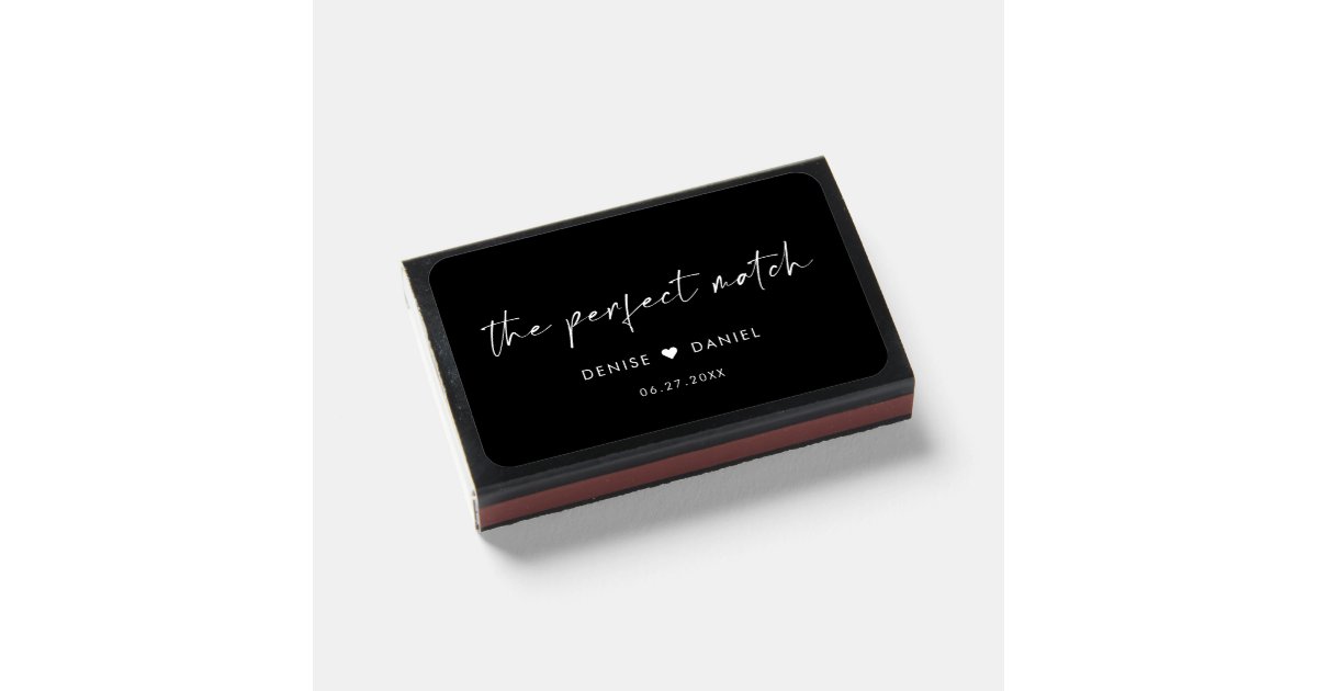 The perfect match Modern wedding matchboxes | Zazzle