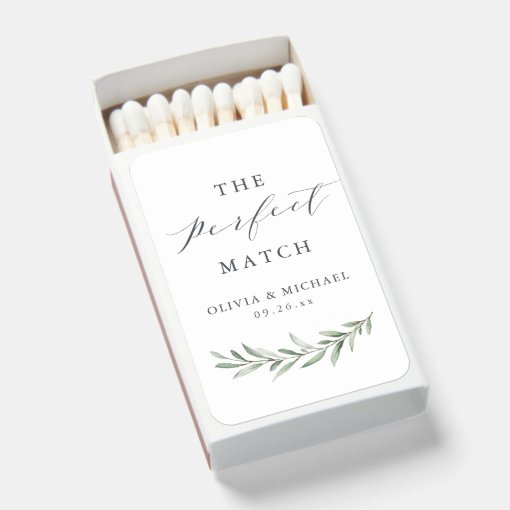 The perfect match rustic greenery wedding favors | Zazzle