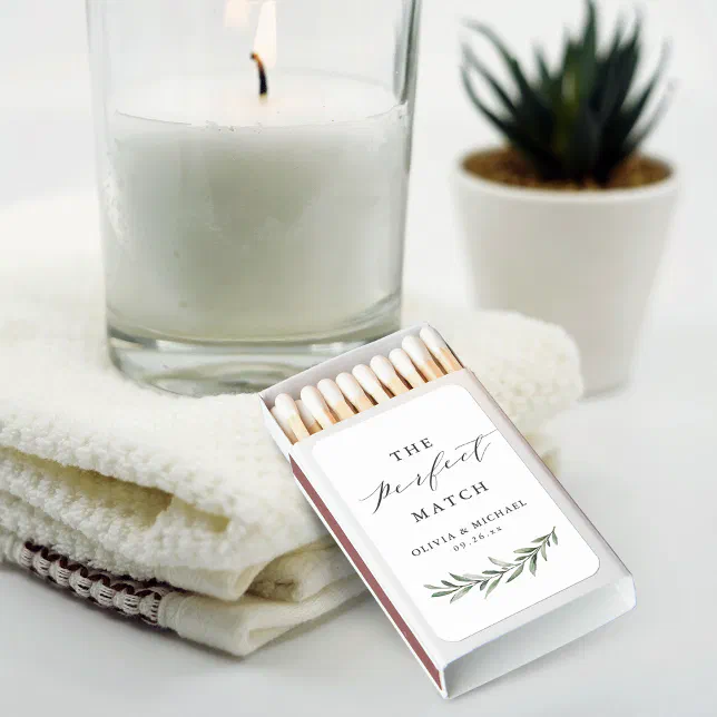 The perfect match rustic greenery wedding favors | Zazzle