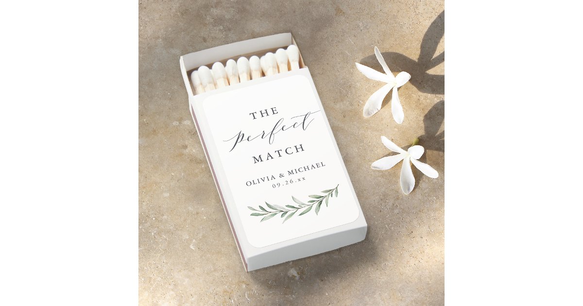 The perfect match rustic greenery wedding favors | Zazzle