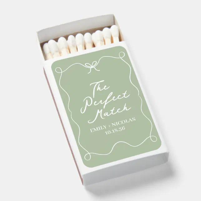 The Perfect Match Sage Green Whimsical Matchboxes | Zazzle