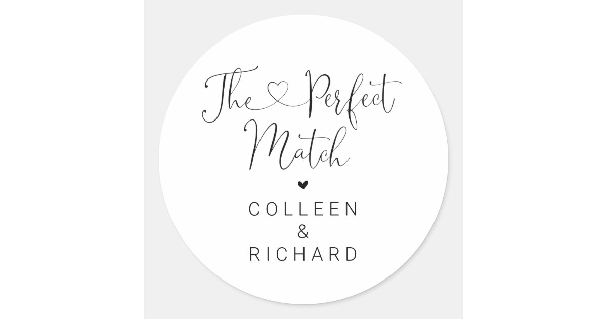 The Perfect Match Sticker for Wedding Favor | Zazzle