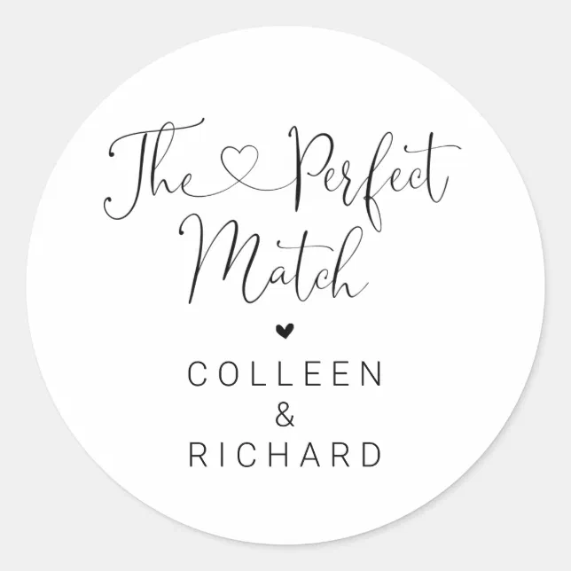 The Perfect Match Sticker for Wedding Favor | Zazzle