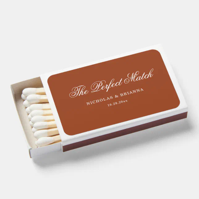 The perfect Match Terracotta Wedding Matchbox | Zazzle