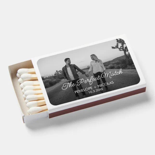 The Perfect Match Wedding Photo Favor Matches | Zazzle