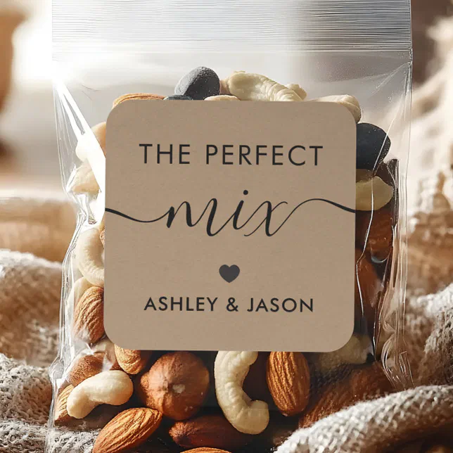 The Perfect Mix Spice or Trail Mix Sticker, Kraft Square Sticker | Zazzle
