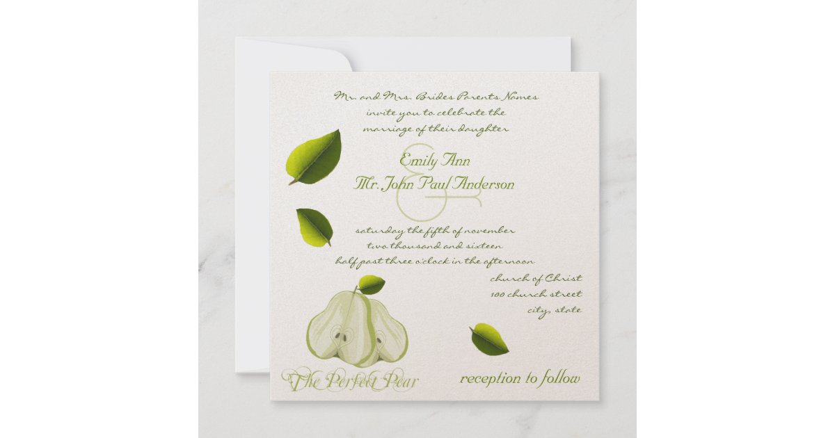 The Perfect Pear Wedding Invitation | Zazzle