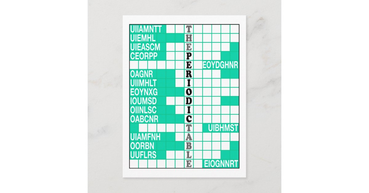 The Periodic Table Word Scramble Postcard | Zazzle