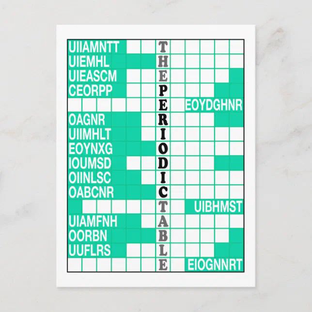 The Periodic Table Word Scramble Postcard | Zazzle