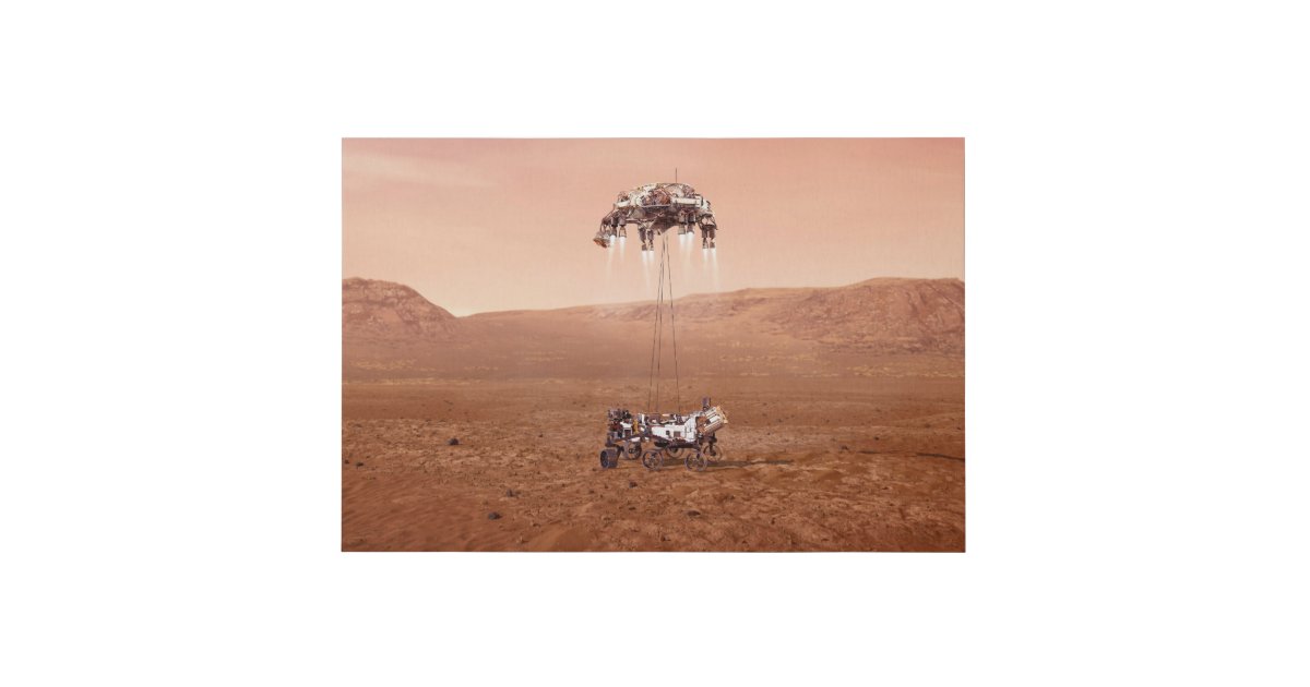 The Perseverance Rover Landing Safely On Mars. Faux Canvas Print | Zazzle