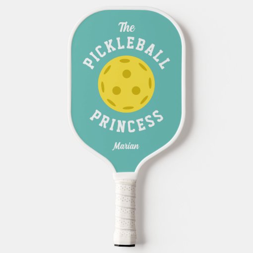 The Pickleball Princess Cute Fun Type Aqua Yellow Pickleball Paddle ...
