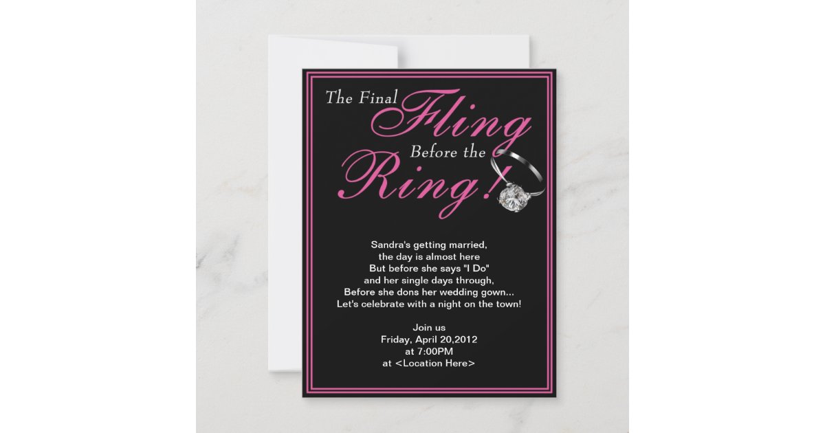 The Pink Final Fling Bachelorette Party Invitation | Zazzle