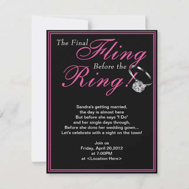 The Pink Final Fling Bachelorette Party Invitation | Zazzle