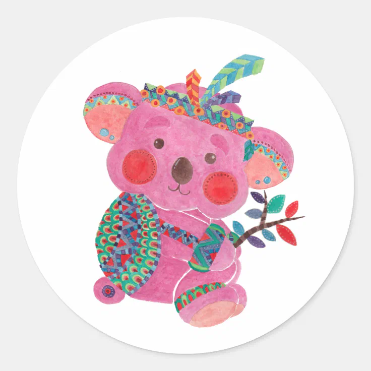 The Pink Koala Classic Round Sticker | Zazzle