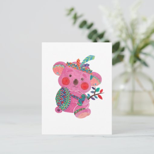 The Pink Koala Postcard | Zazzle