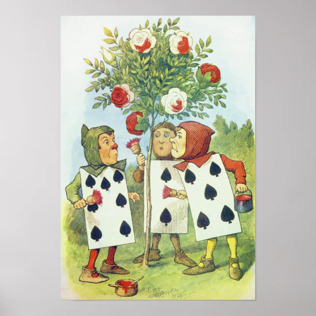 The Playing Cards Painting the Rose Bush Poster | Zazzle