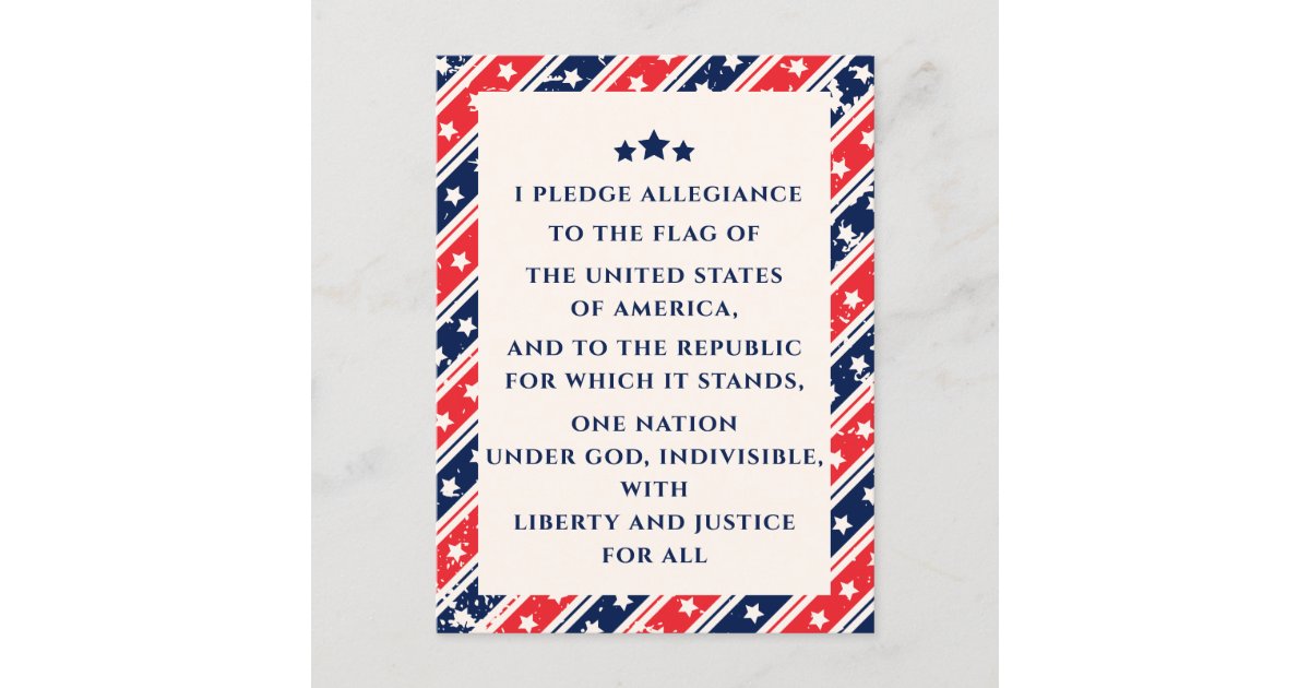 The Pledge Of Allegiance Red Blue American Flag Postcard | Zazzle