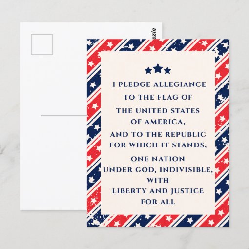 The Pledge Of Allegiance Red Blue American Flag Postcard | Zazzle
