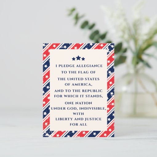 The Pledge Of Allegiance Red Blue American Flag Postcard | Zazzle