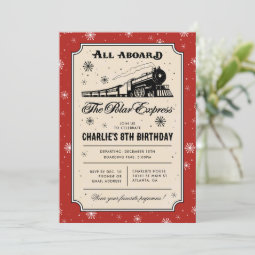 The Polar Express Pajama Party Birthday - Stripes Invitation | Zazzle