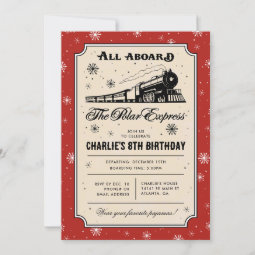 The Polar Express Pajama Party Birthday - Stripes Invitation | Zazzle