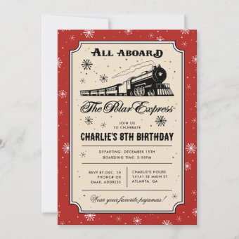 The Polar Express Pajama Party Birthday - Stripes Invitation | Zazzle
