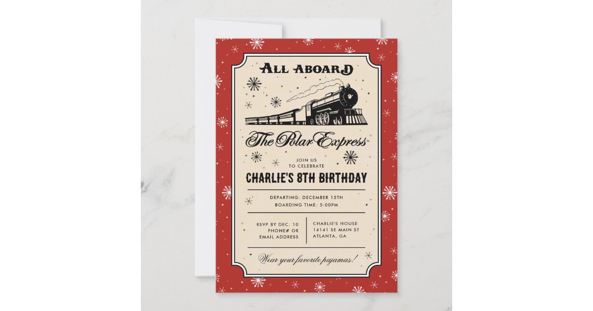 The Polar Express Pajama Party Birthday - Stripes Invitation | Zazzle