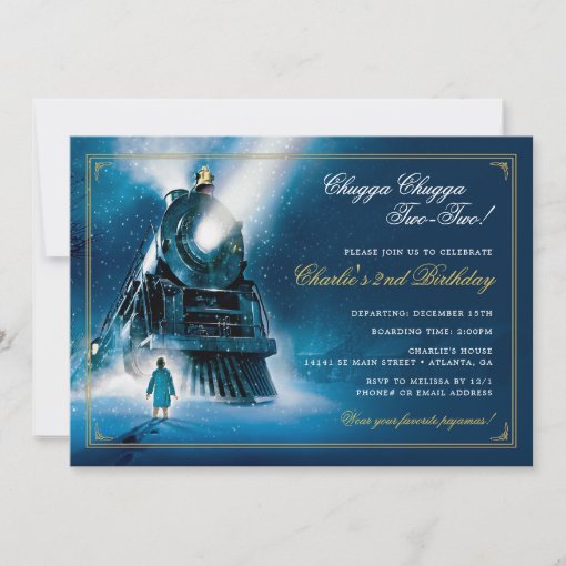 The Polar Express Train | Pajama 2nd Birthday Invitation | Zazzle