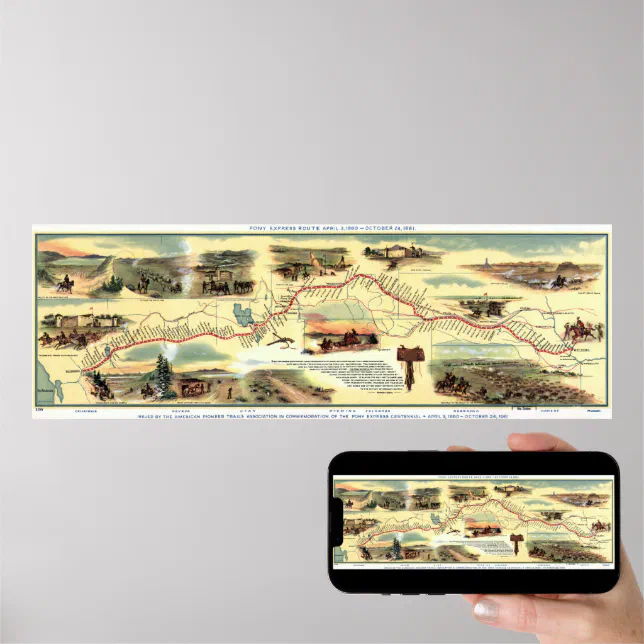 The Pony Express Route: American History 1860-1861 Poster | Zazzle
