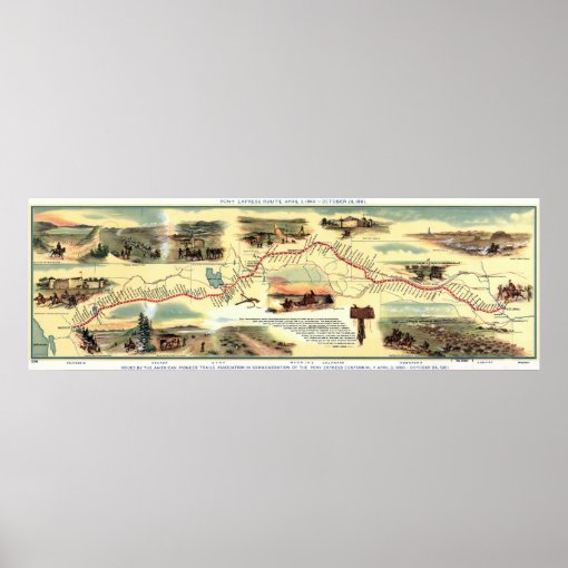 The Pony Express Route: American History 1860-1861 Poster | Zazzle