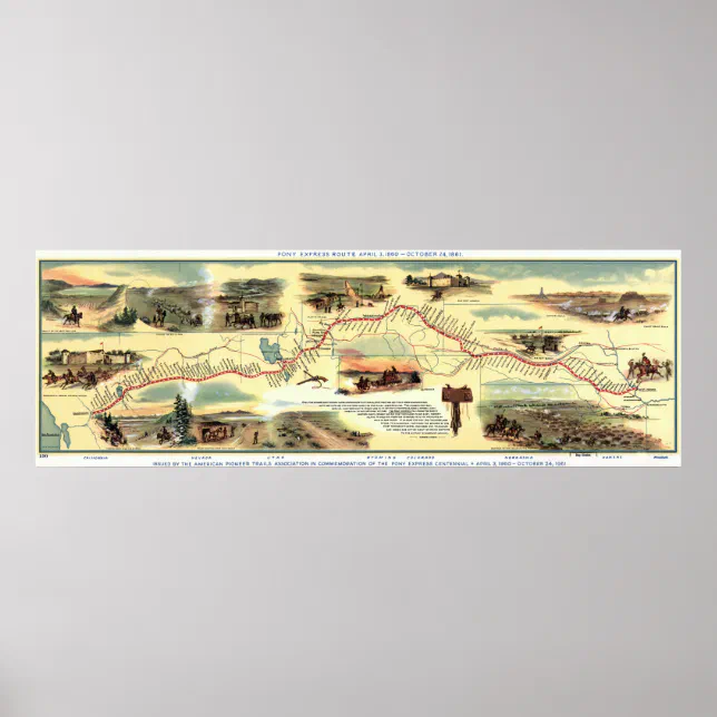 The Pony Express Route: American History 1860-1861 Poster | Zazzle