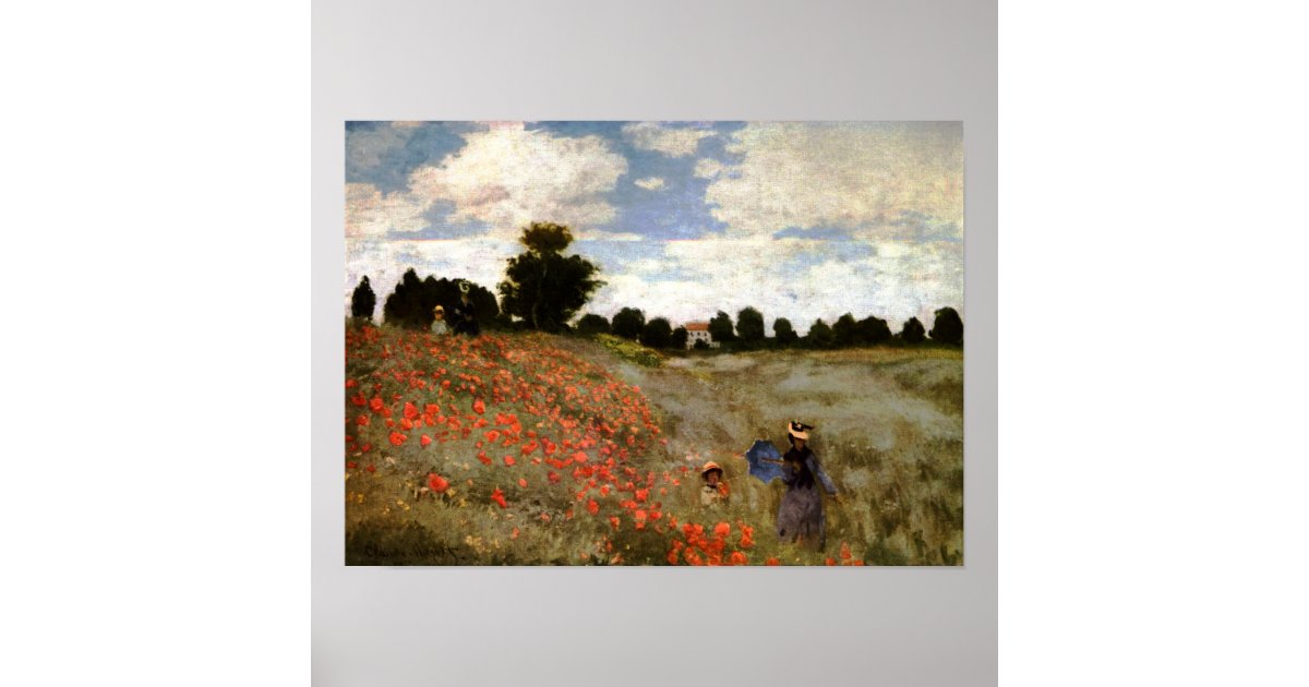 The Poppy Field near Argenteuil by Claude Monet Poster | Zazzle
