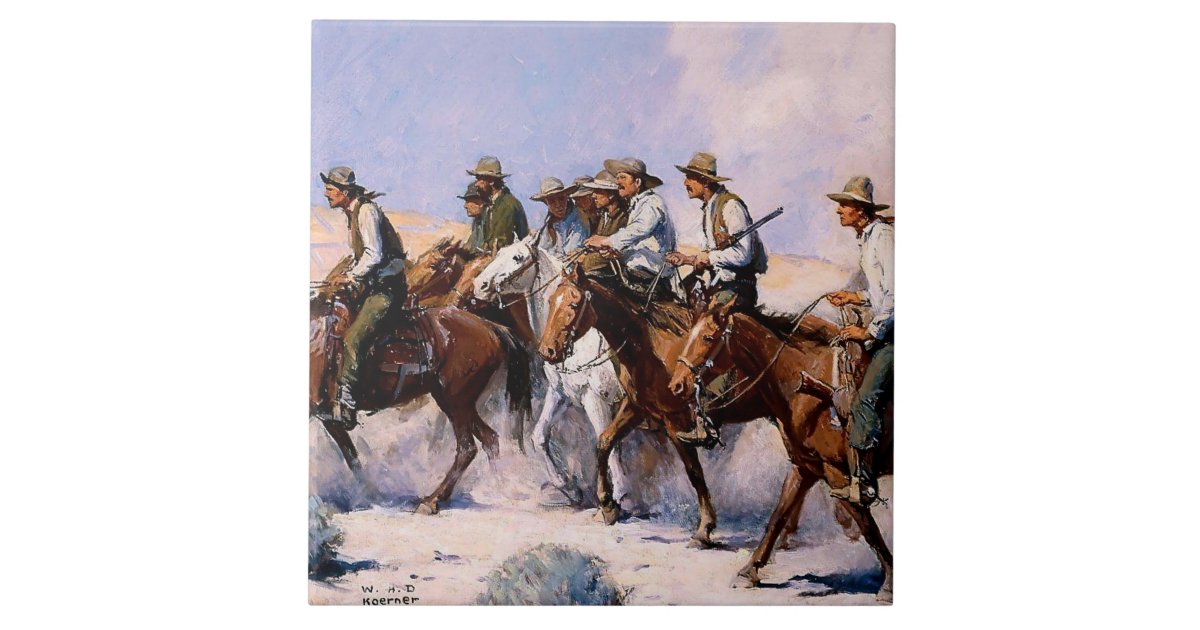 “The Posse” Western Art by WHD Koerner Ceramic Tile | Zazzle