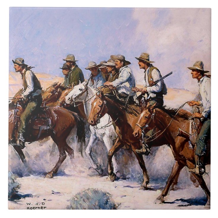 “The Posse” Western Art by WHD Koerner Ceramic Tile | Zazzle