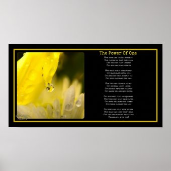 The Power Of One Poster | Zazzle