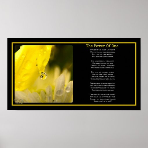 The Power Of One Poster | Zazzle