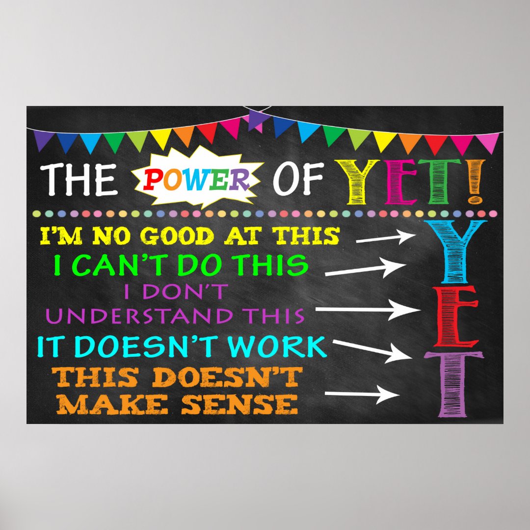 THE POWER OF YET! Classroom Poster | Zazzle
