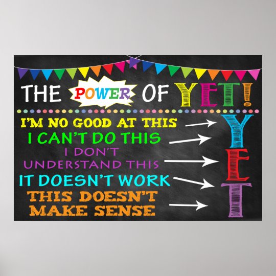 THE POWER OF YET! Classroom Poster | Zazzle.com