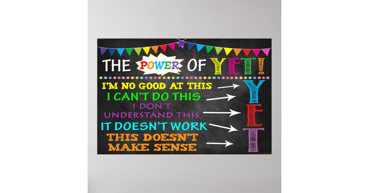 THE POWER OF YET! Classroom Poster | Zazzle