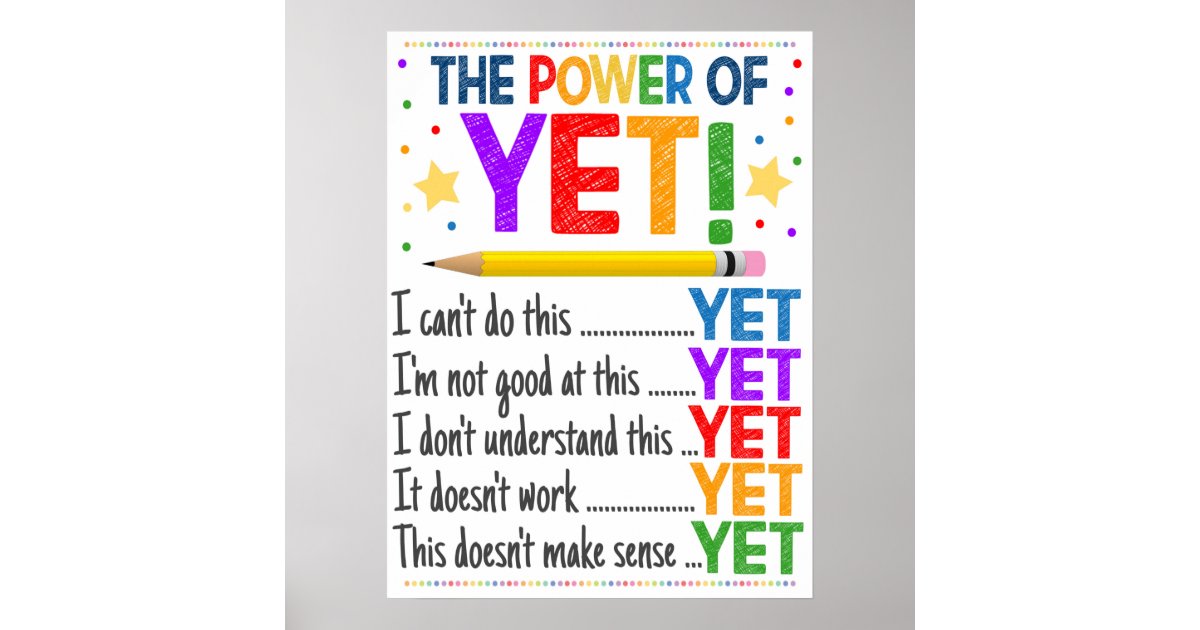 The Power Of Yet Classroom Poster | Zazzle