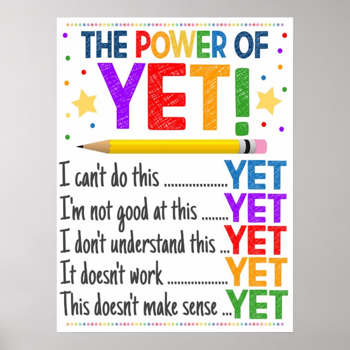 The Power Of Yet Classroom Poster | Zazzle.com