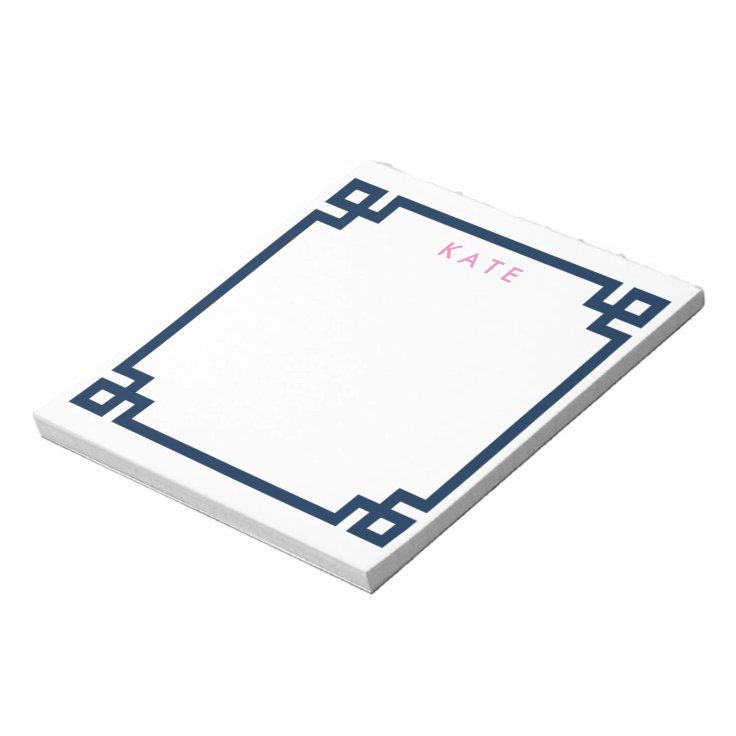 The Preppy Desk Notepad with Greek Key pattern | Zazzle