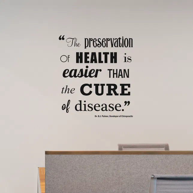 The Preservation of Health Chiropractic Wall Decal | Zazzle