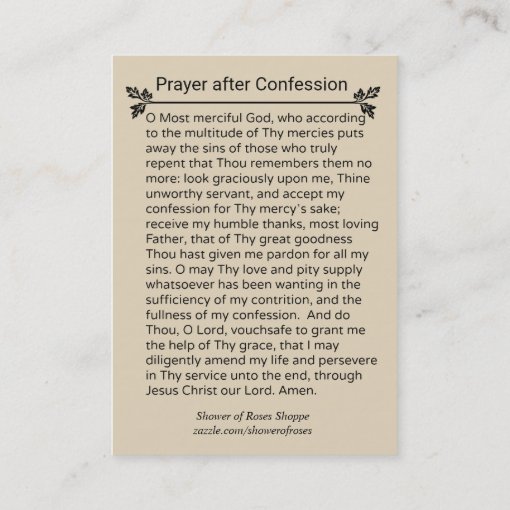 The Prodigal Son Prayer after Confession Holy Card | Zazzle